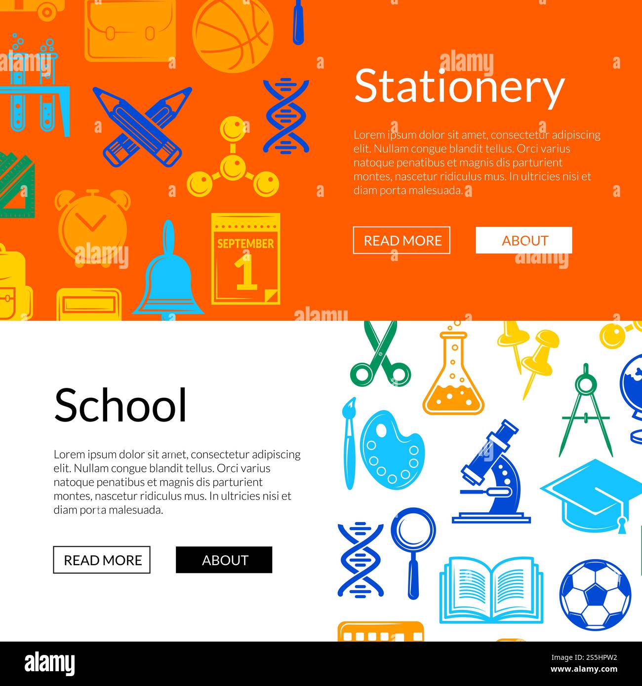 Vector back to school stationery web banner templates illustration ...