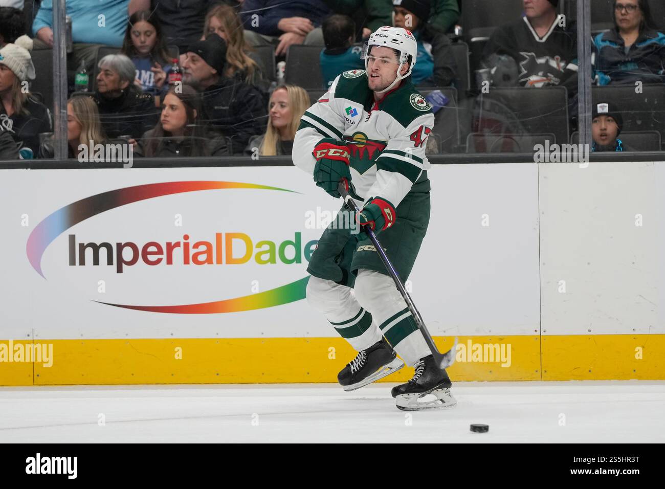 Minnesota Wild defenseman Declan Chisholm during an NHL hockey game ...