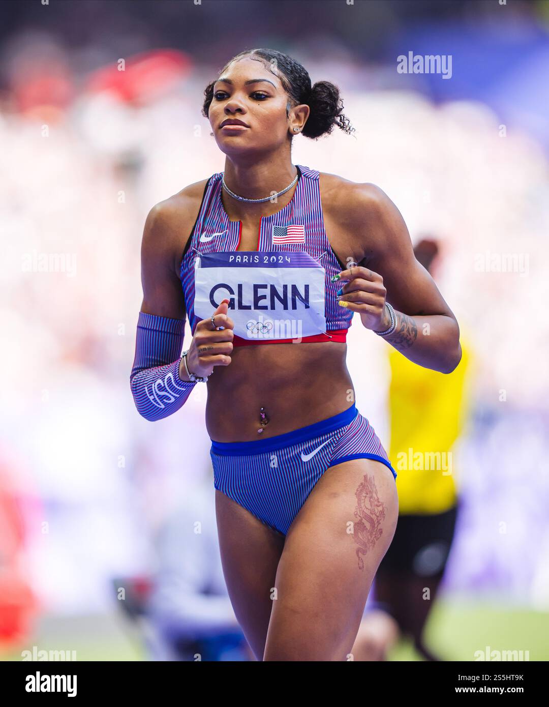 Rachel Glenn participating in the high jump at the Paris 2024 Olympic Games Stock Photo - Alamy