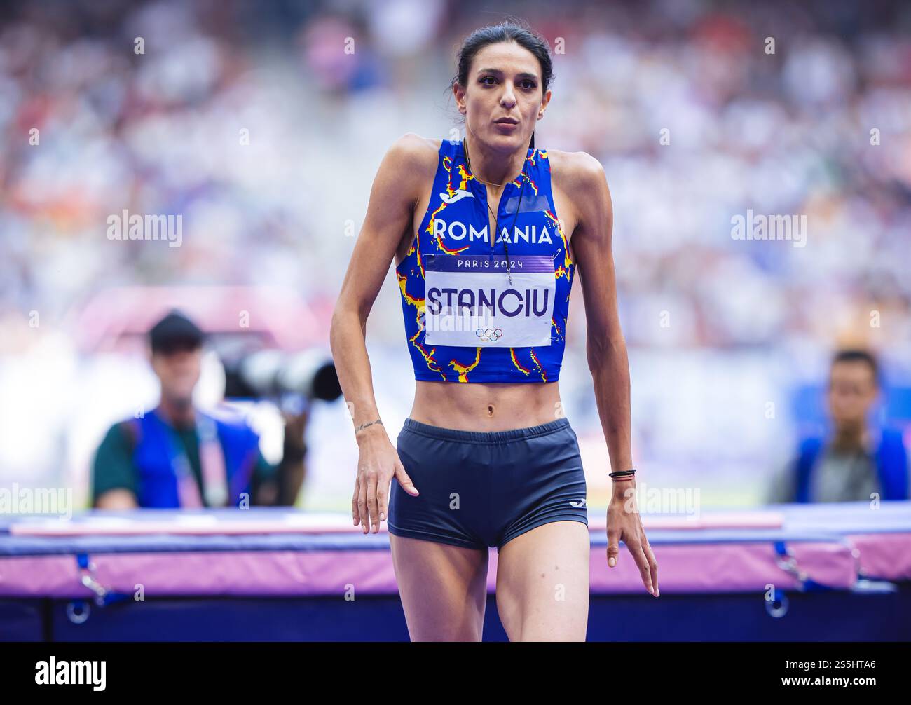 Daniela Stanciu participating in the high jump at the Paris 2024 ...