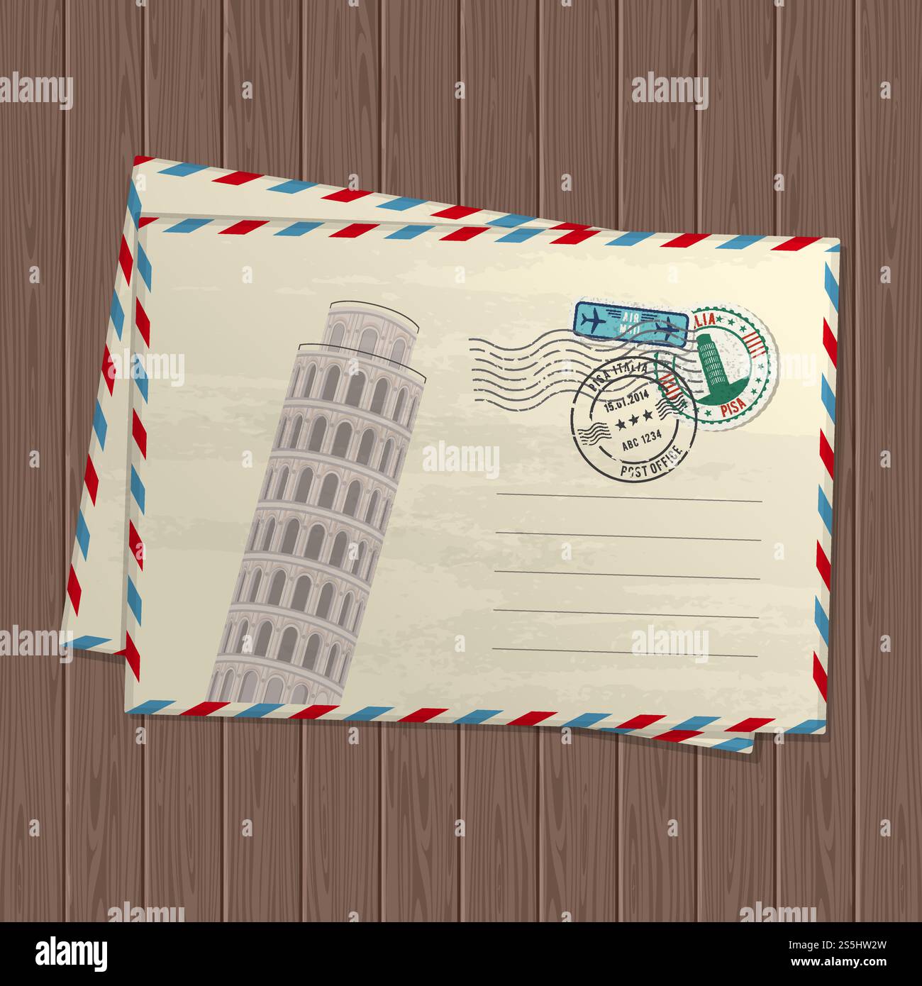 Vector vintage style letters with leaning tower of pisa, marks and ...