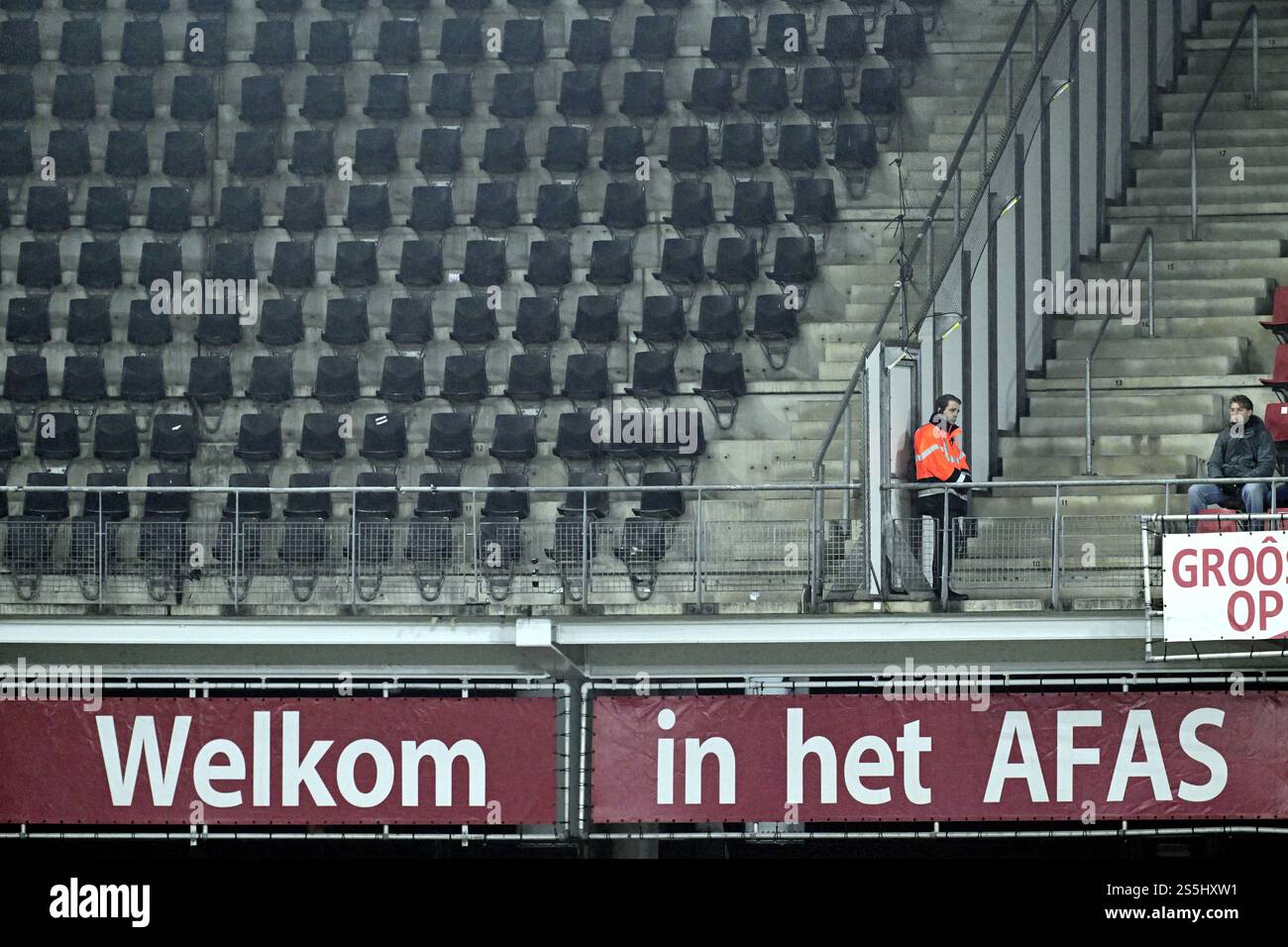 ALKMAAR - An empty away box during the KNVB Cup match between AZ ...