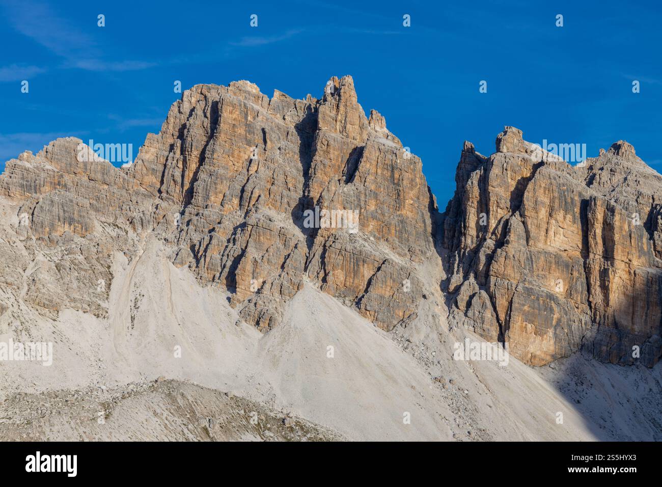 Dolomites rocky summits in the Alps. High tower peaks and sharp ...