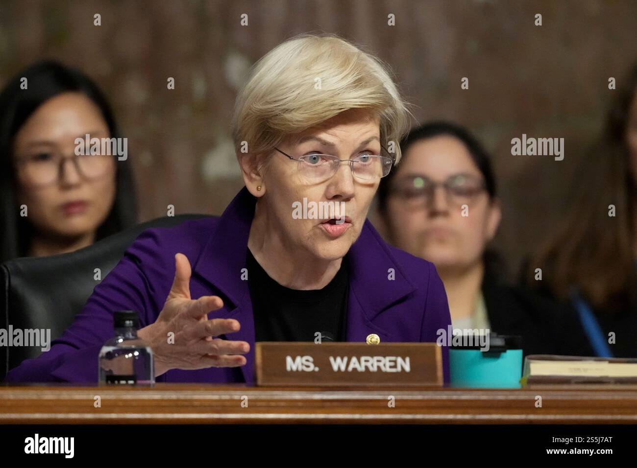 Sen Elizabeth Warren, D-Mass., speaks during the Senate Armed Services ...