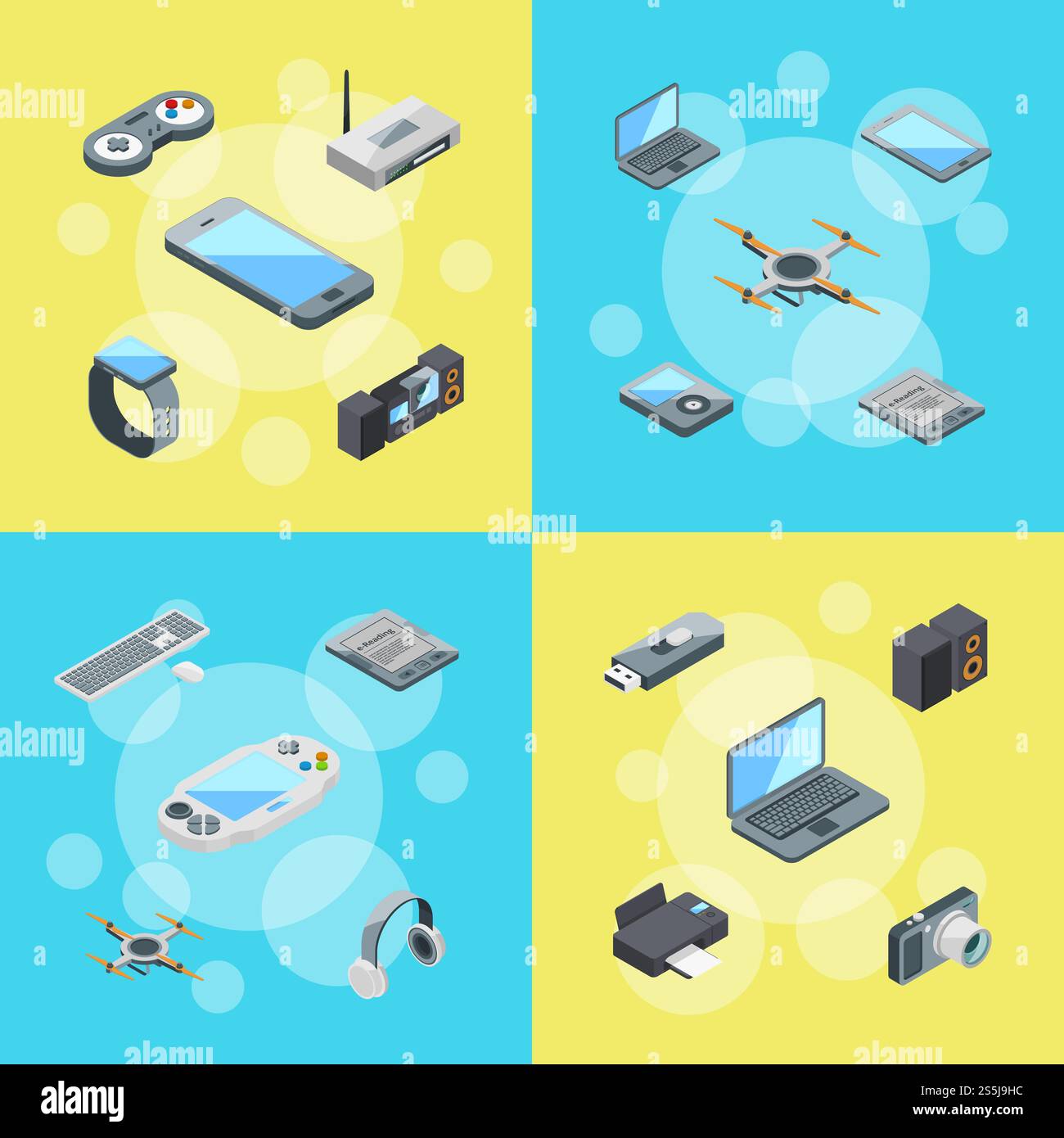 Vector isometric gadgets icons infographic collection of banner concept ...