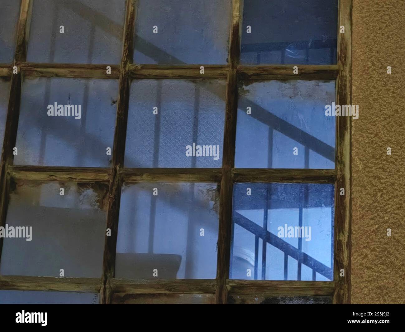 Glowing Hall Through an Old Window Frame Stock Photo - Alamy