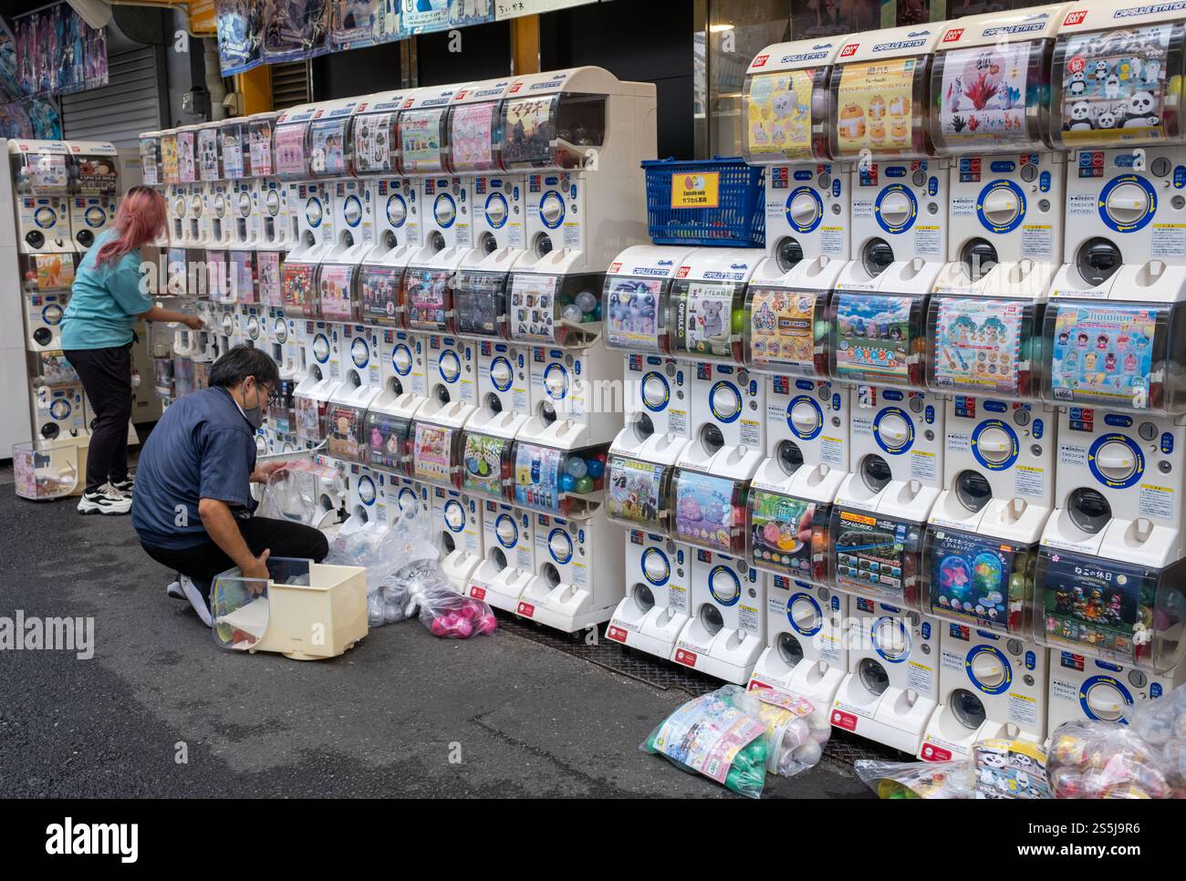 Workers Refilling Gachapon Capsule Station in Kyoto Japan Stock Photo ...
