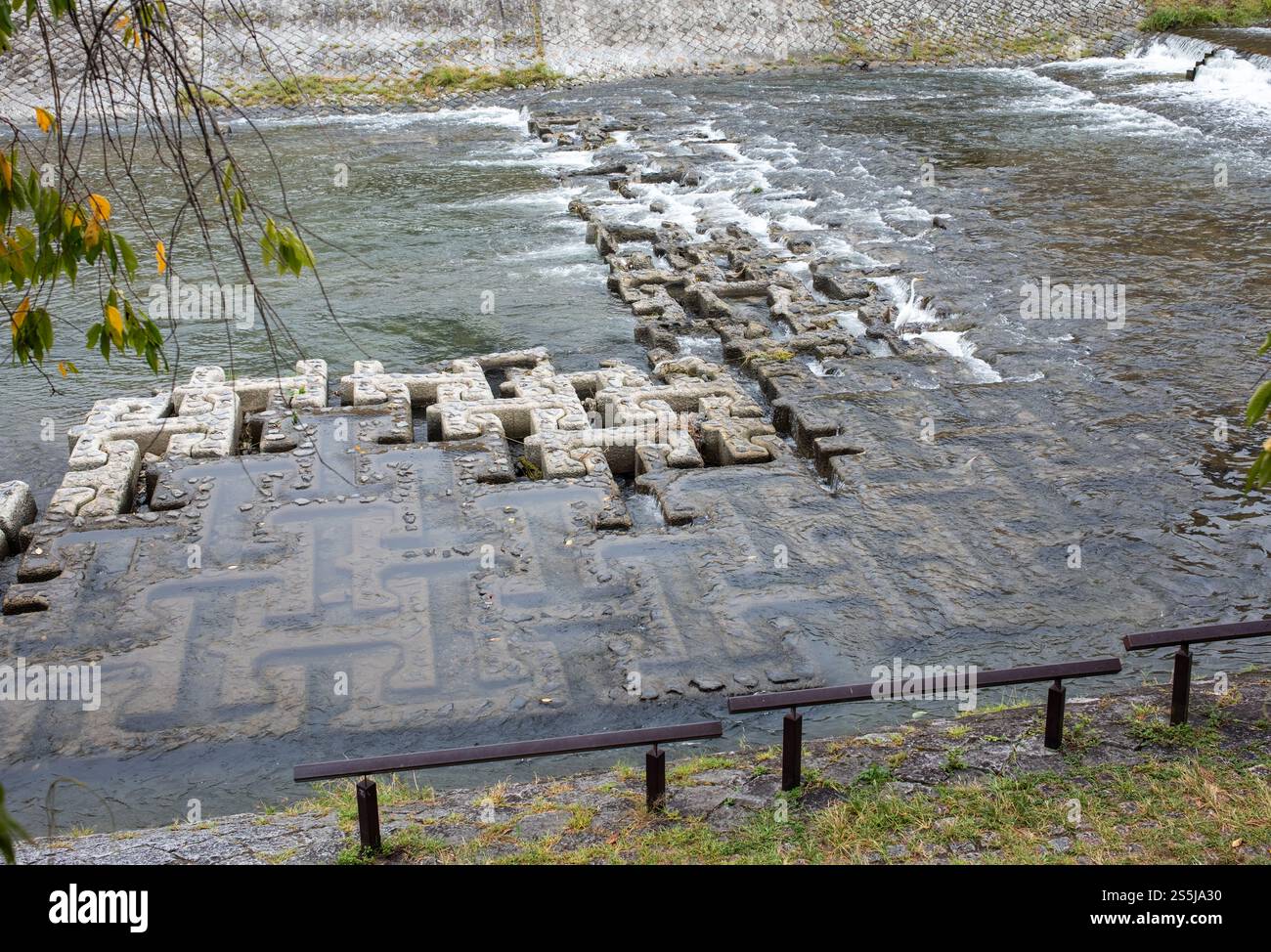 Interlocking Stone Blocks in the Kamo River in Central Kyoto Japan ...