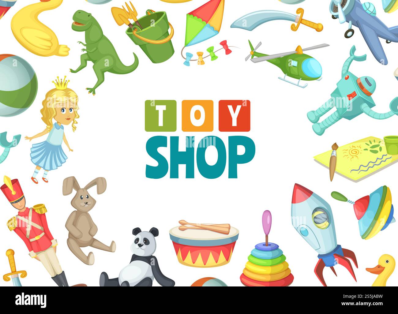 Vector cartoon children toys background with place for text ...