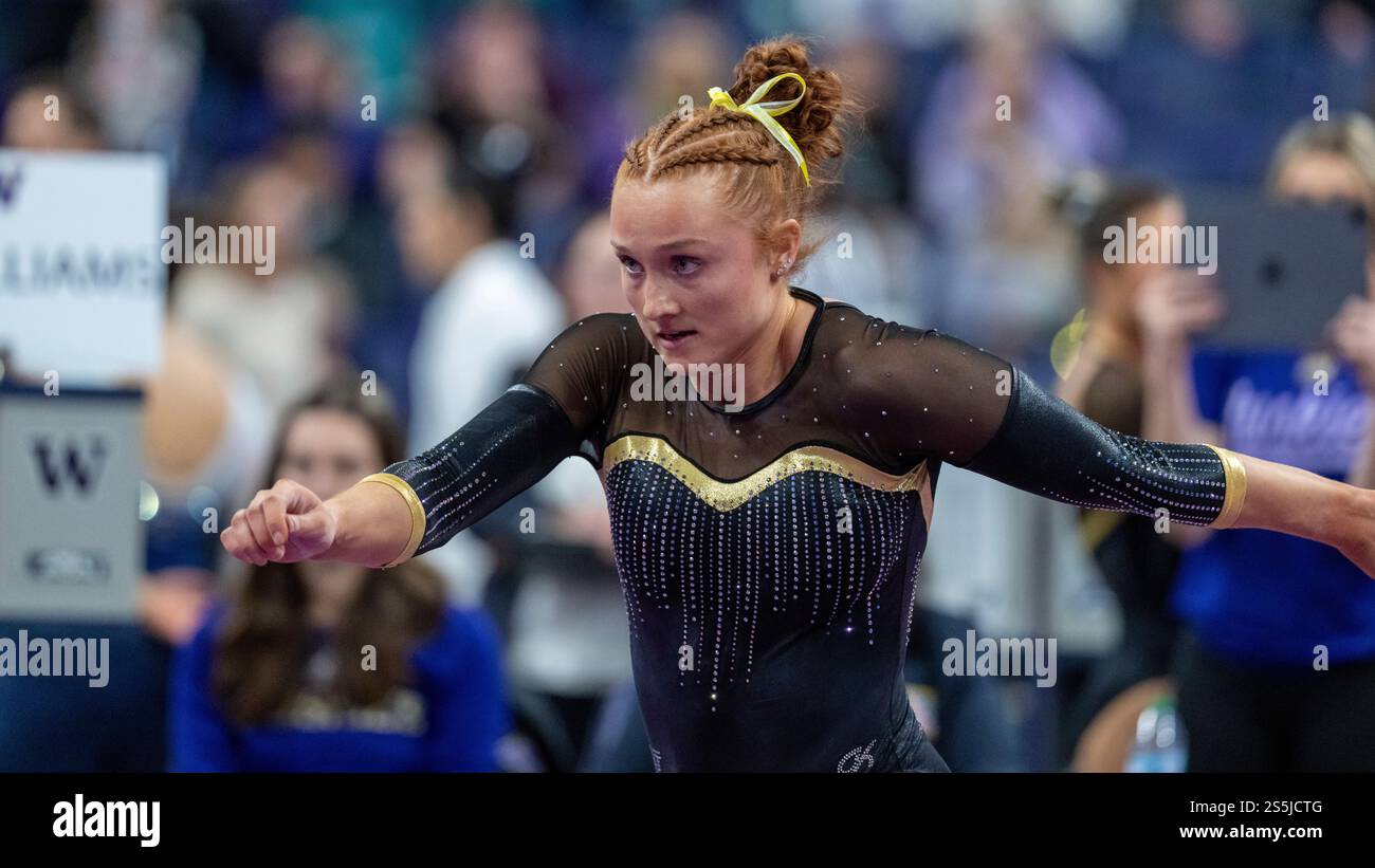 Washington's Caitlin McWilliams competes in the floor routine during an ...