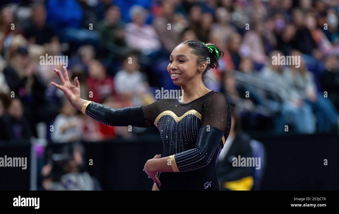 Washington's Kira Bolden competes in the floor routine during an NCAA ...