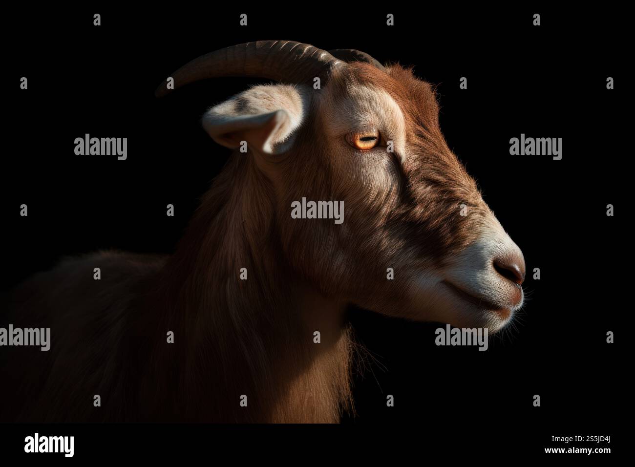 Male goat head in low light. Wild mammal. Generate Ai Stock Photo - Alamy