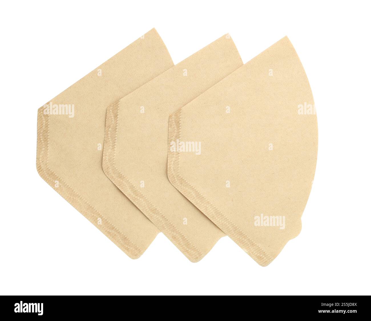 Paper coffee filters isolated on white, top view Stock Photo - Alamy