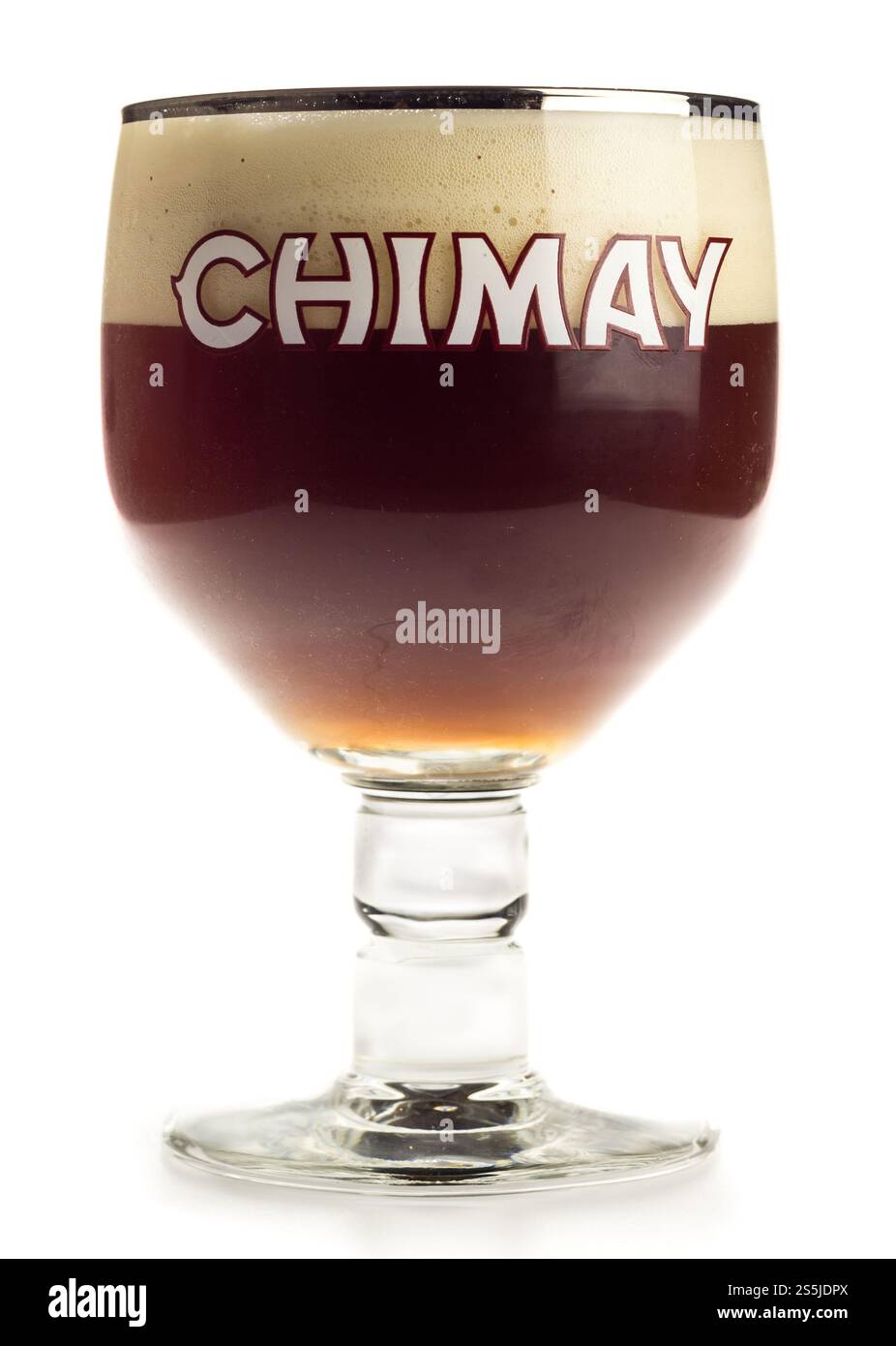 Glass of Belgian Chimay Blue beer isolated on white background Stock ...