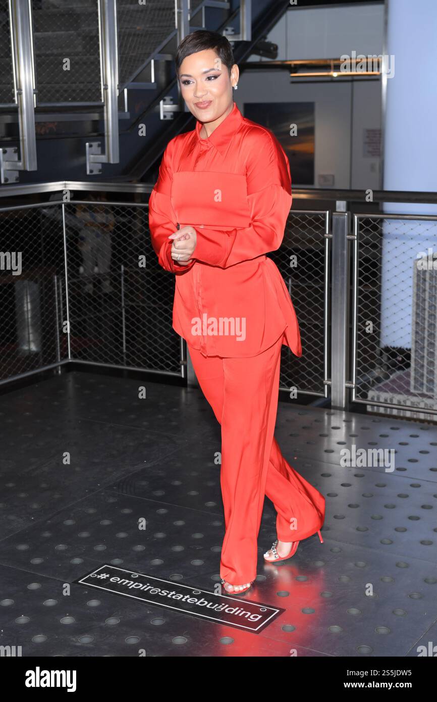 New York, USA. 14th Jan, 2025. Grace Byers visits the Empire State ...
