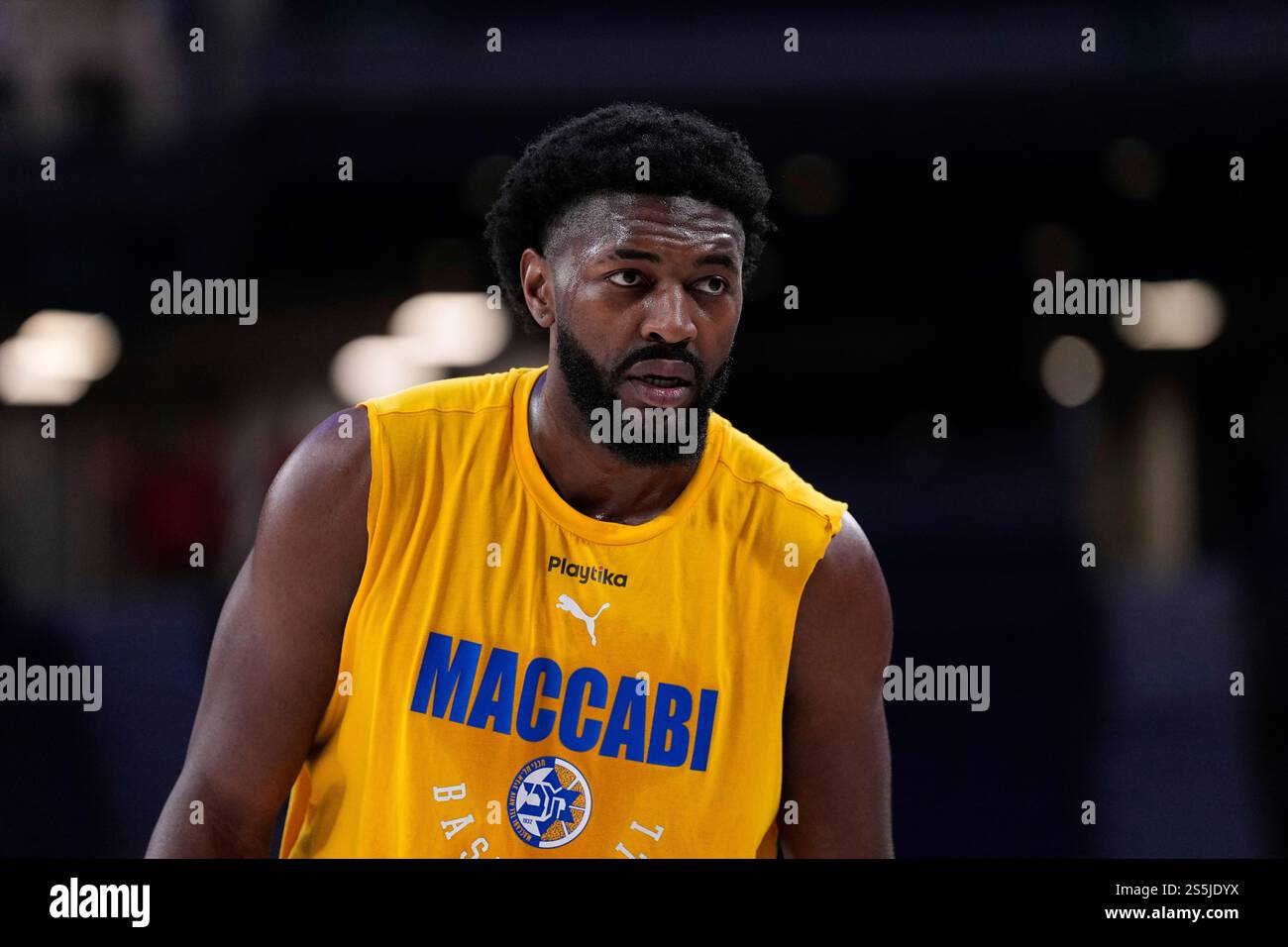 Trevion Williams of Maccabi Tel Aviv looks on during the Turkish ...