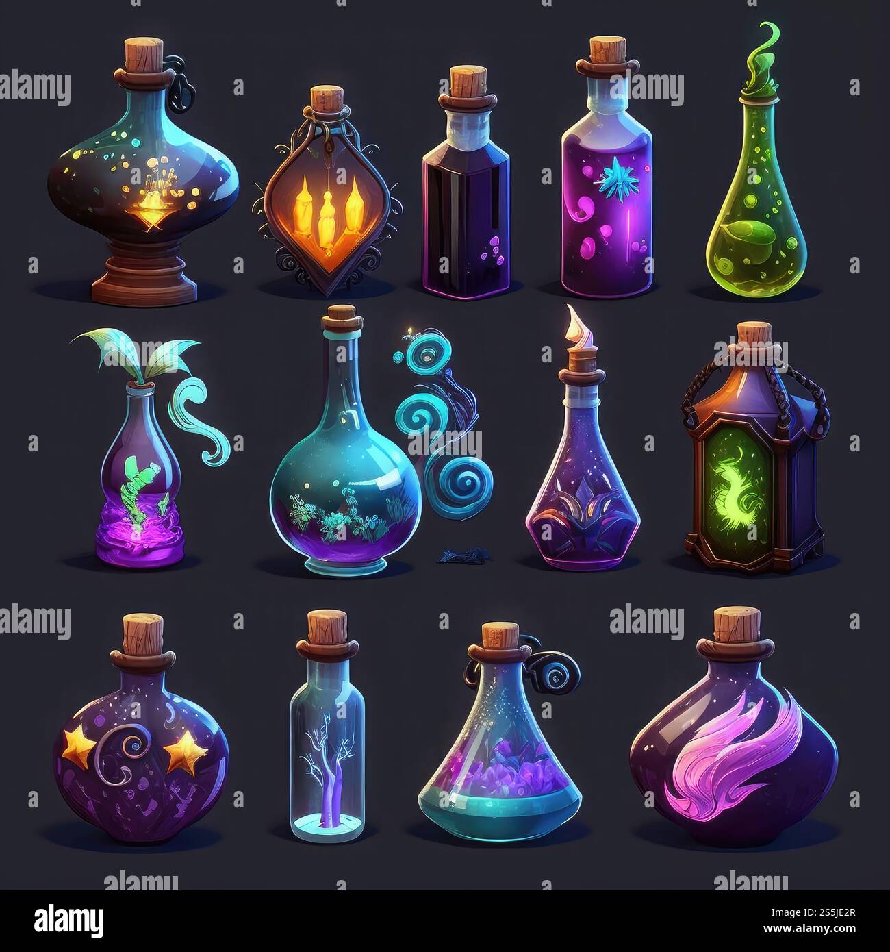 app potion bottle video game ai generated. alchemy magic, glass liquid ...