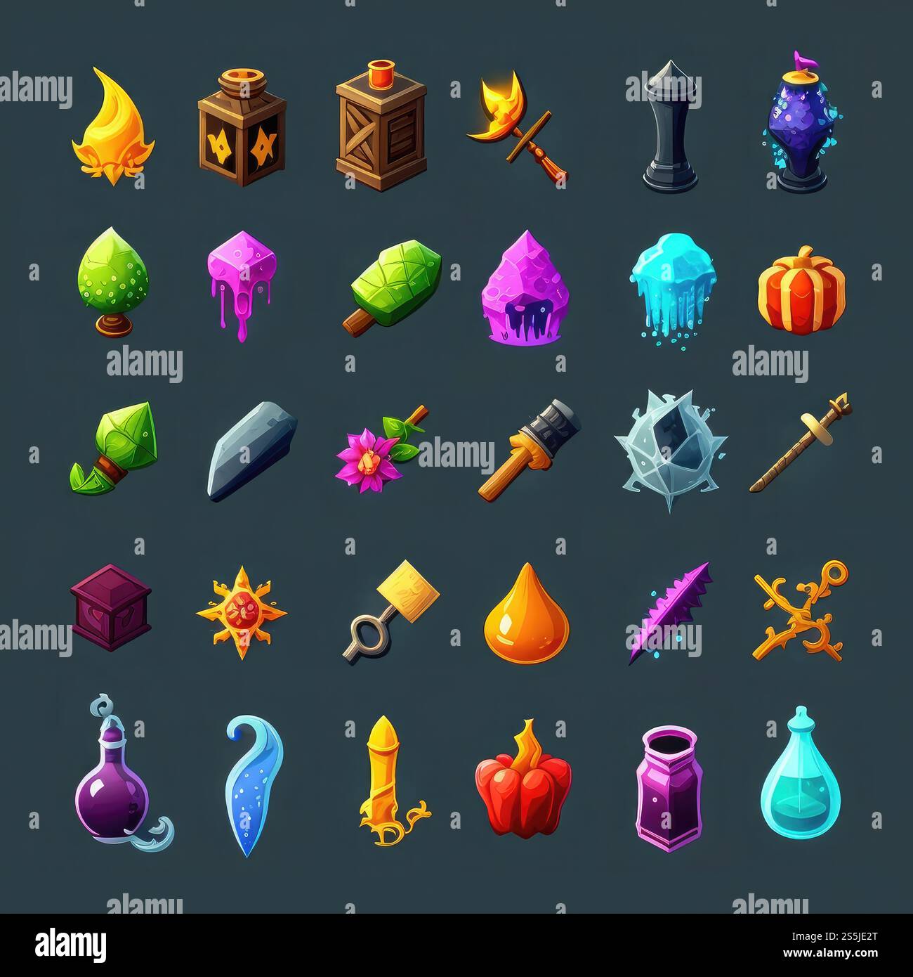 background rpg 2d game icons ai generated. magic design, fantasy ui, gold interface background ...