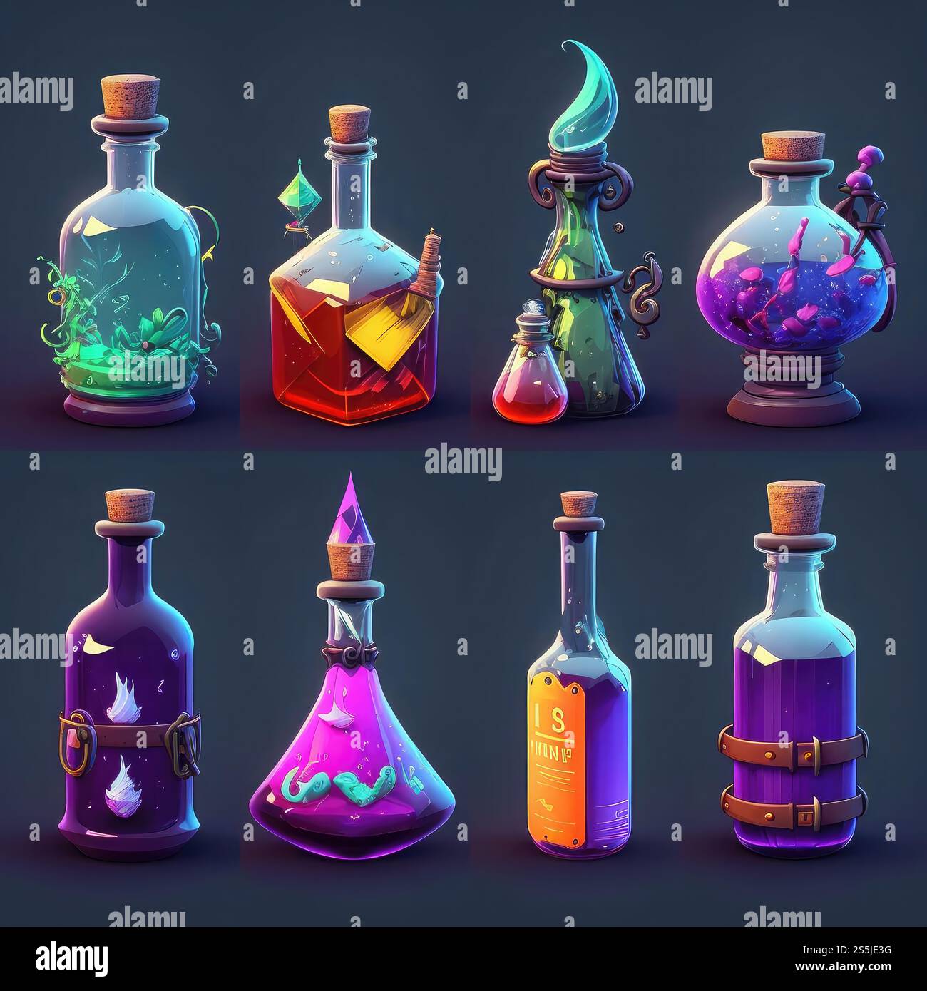 app potion bottle video game ai generated. alchemy magic, glass liquid, elixir design app potion ...