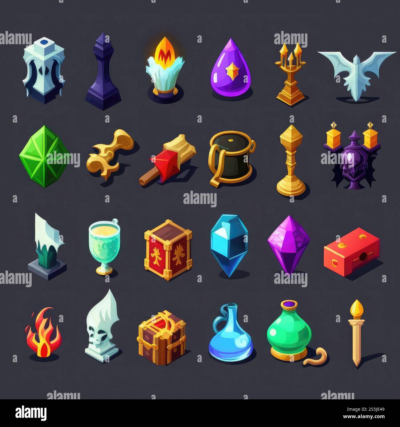gold rpg 2d game icons ai generated. interface object, effect gem, gui element gold rpg 2d game ...