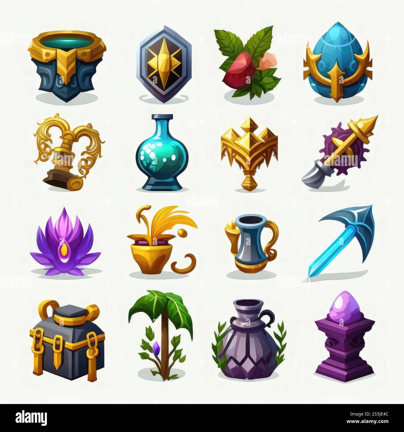 background rpg 2d game icons ai generated. magic design, fantasy ui, gold interface background ...