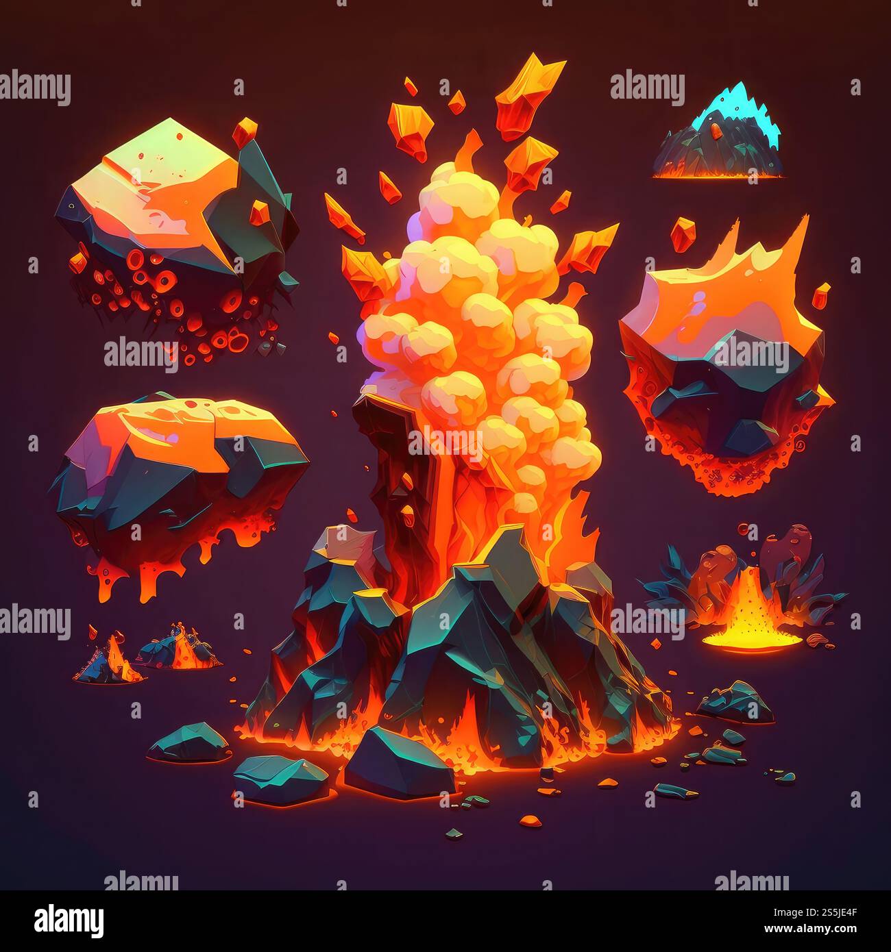 motion lava splash vfx game ai generated. sprite fire, frame explosion ...