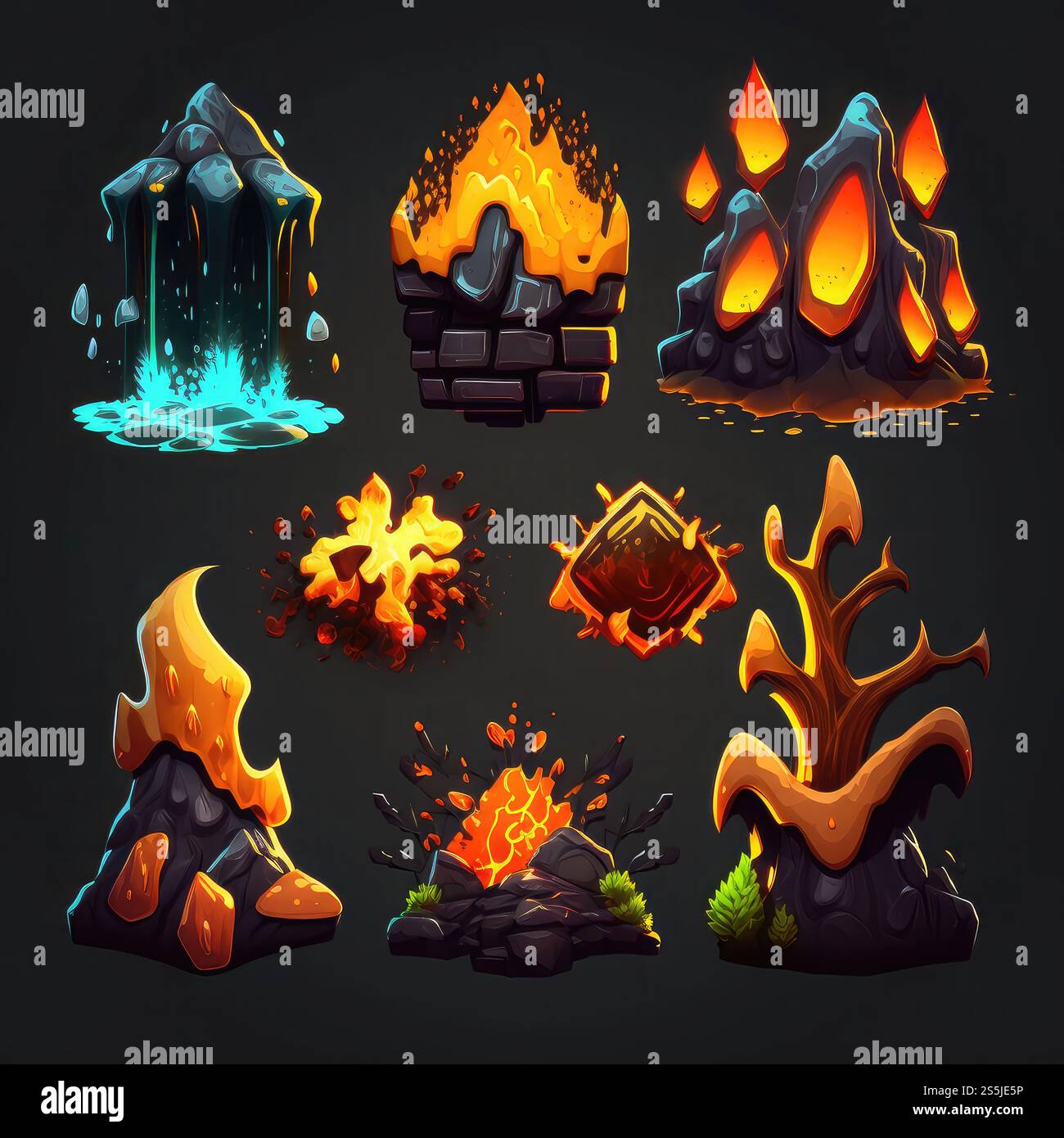 orange lava splash vfx game ai generated. energy flash, bubble red ...