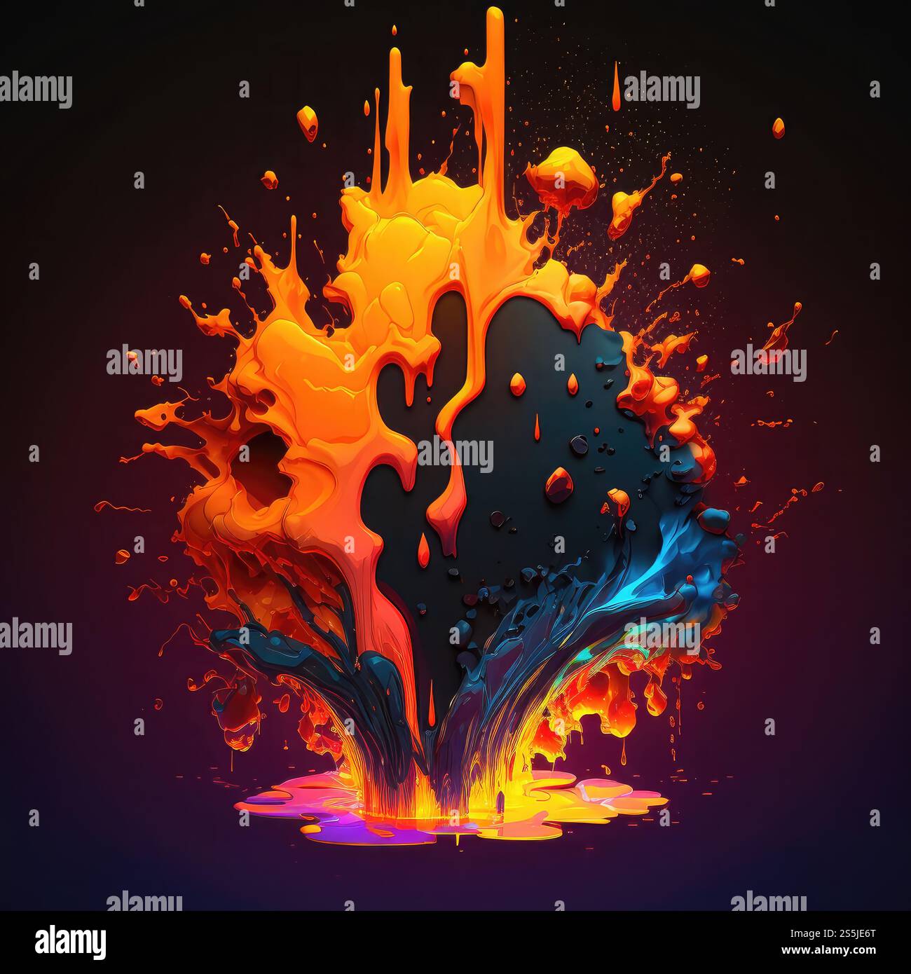 flame lava splash vfx game ai generated. blast hot, wave effect, animation liquid flame lava ...