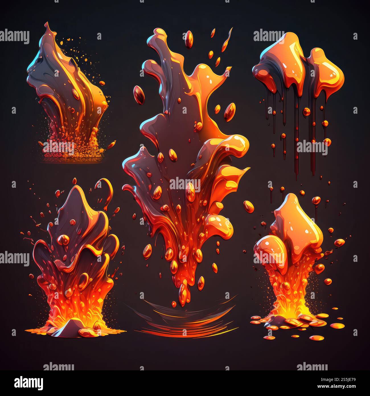 sprite lava splash vfx game ai generated. fire frame, explosion boom ...