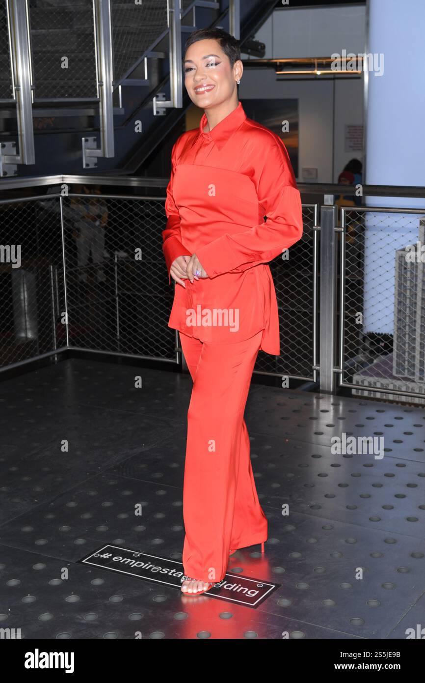 New York, USA. 14th Jan, 2025. Grace Byers visits the Empire State ...
