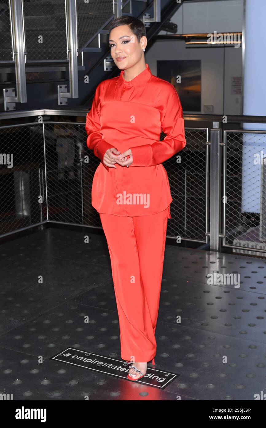 New York, USA. 14th Jan, 2025. Grace Byers visits the Empire State ...