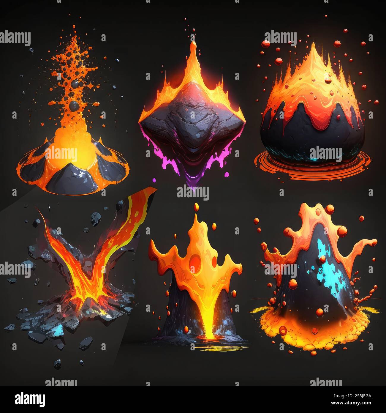 animation lava splash vfx game ai generated. liquid motion, sprite fire ...