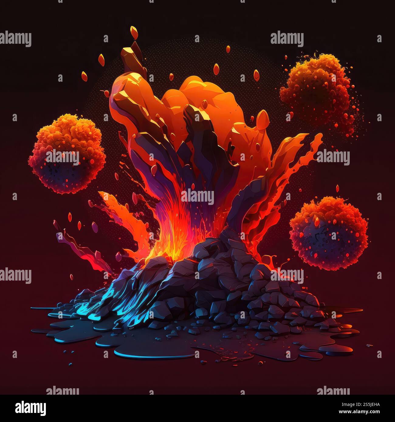 blast lava splash vfx game ai generated. hot wave, effect animation ...