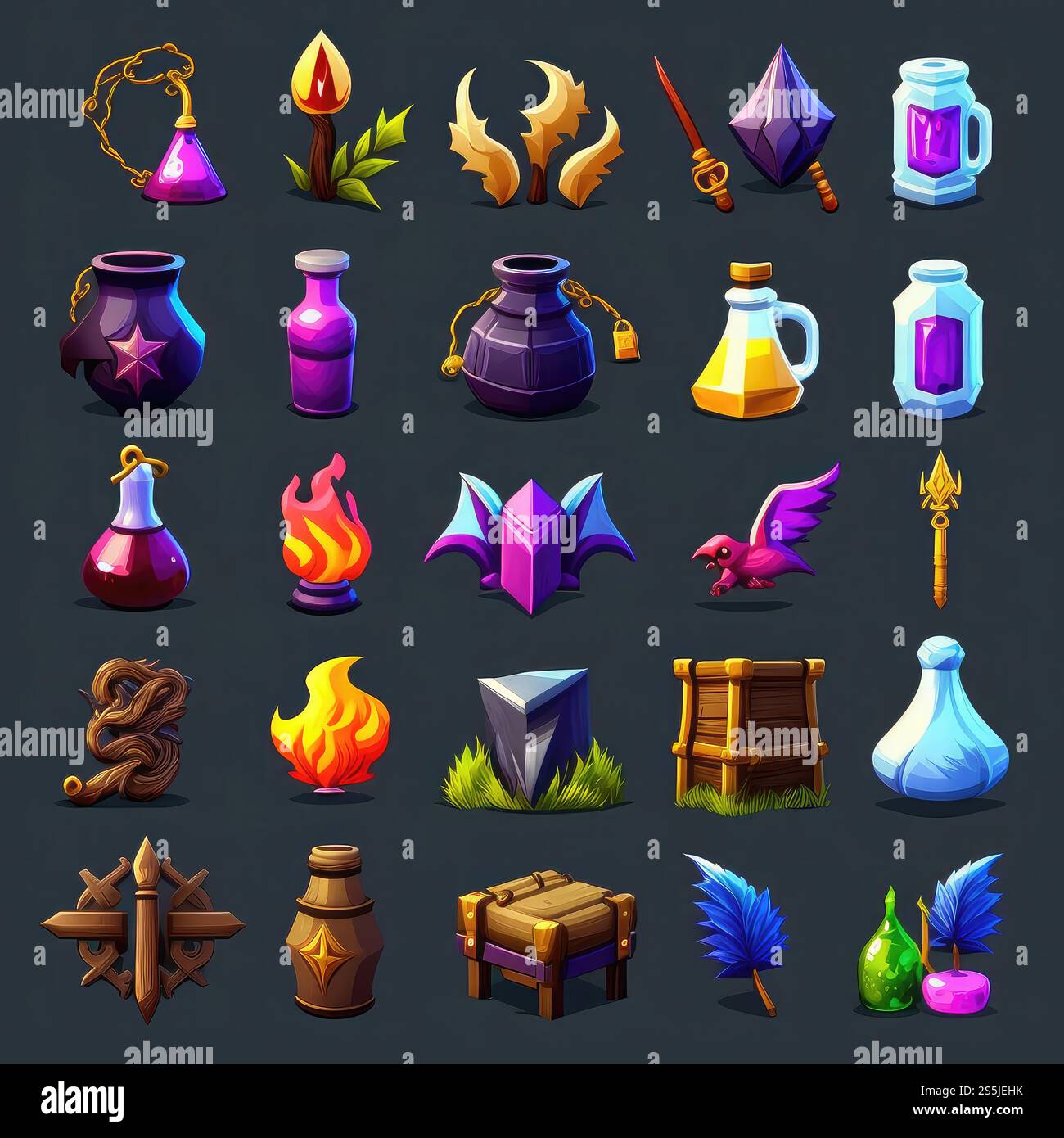 object rpg 2d game icons ai generated. effect gem, gui element, symbol light object rpg 2d game ...