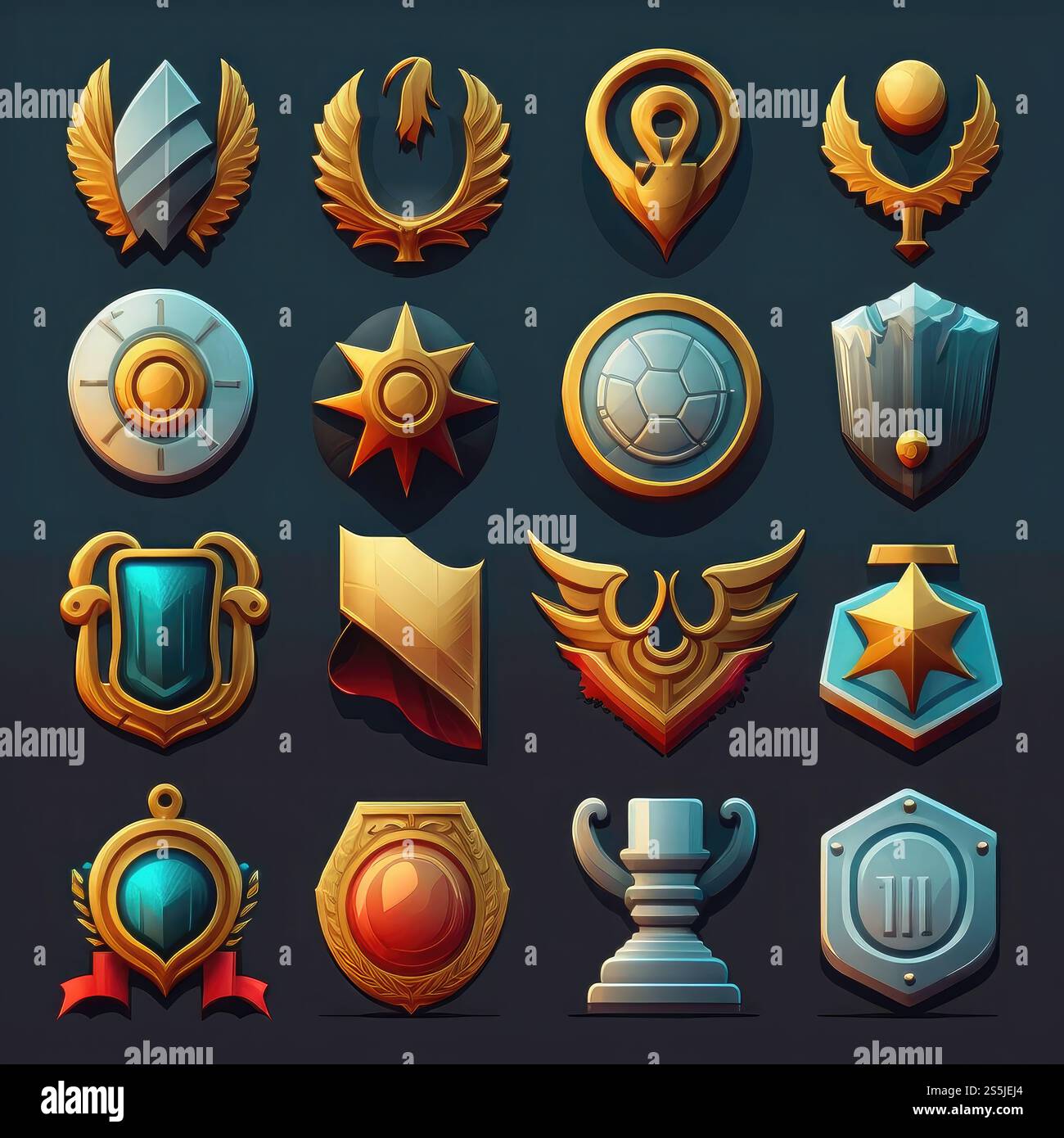 design game medal achievement 2d ai generated. reward winner, rank gui ...