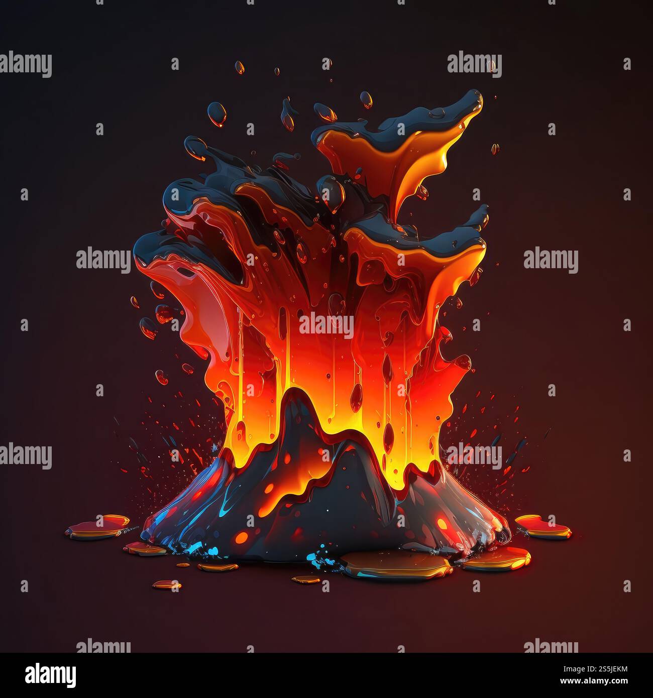 2d lava splash vfx game ai generated. element orange, energy flash, bubble red 2d lava splash ...