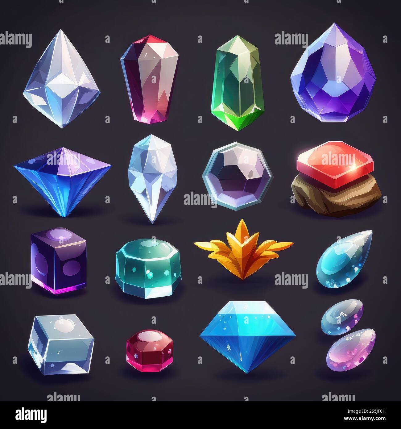 shiny game crystal gem ai generated. gold glass, red fantasy, wealth ...