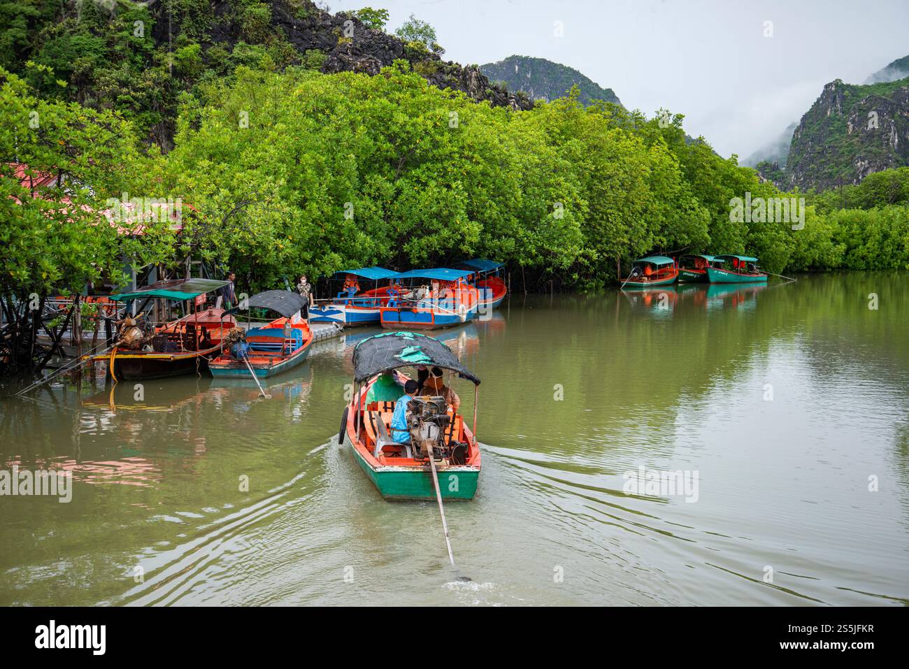 the Landscape with river Klong Khao Daeng at the Village of Khao Daeng ...