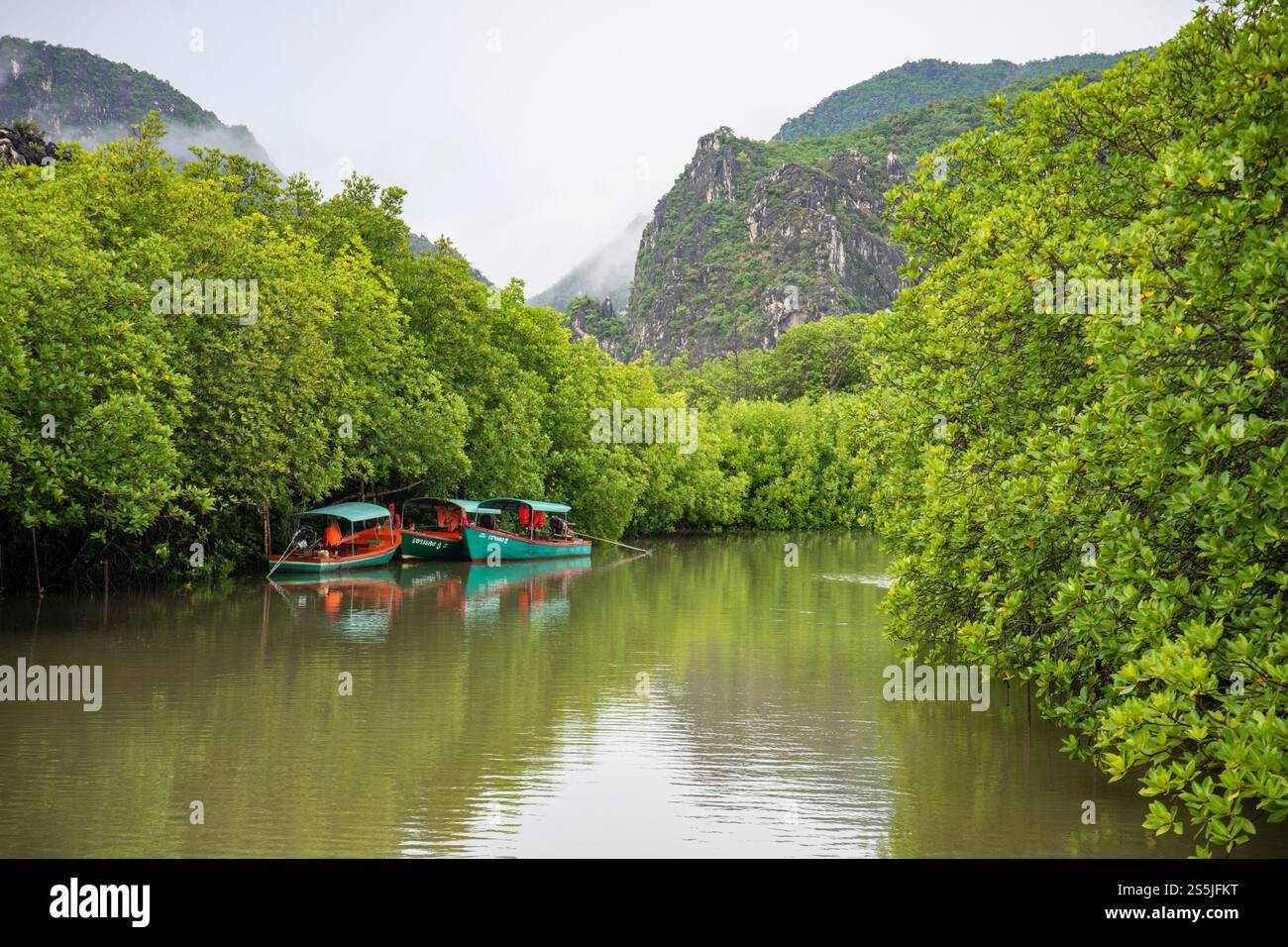 the Landscape with river Klong Khao Daeng at the Village of Khao Daeng ...