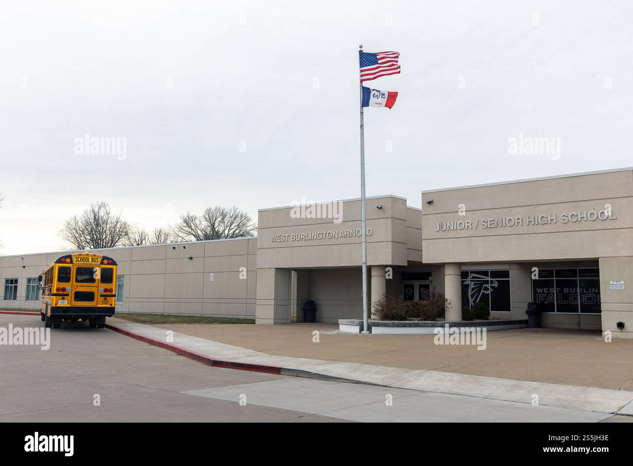 US and the Iowa state flag flying at full staff on 11th January, 2025 ...