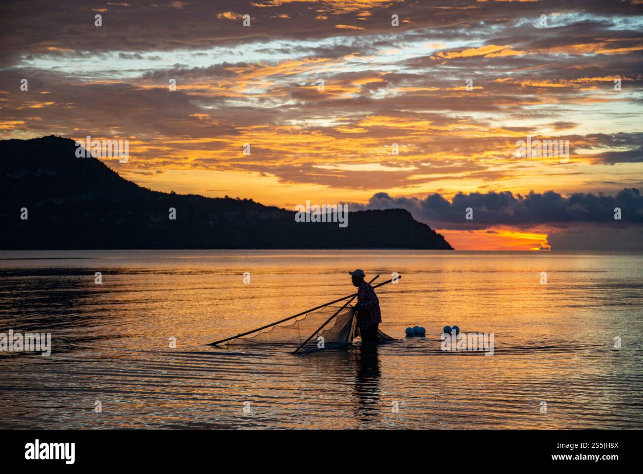 a Fishermen at work at the Landscape on the Beach and Coast at Dolphin ...