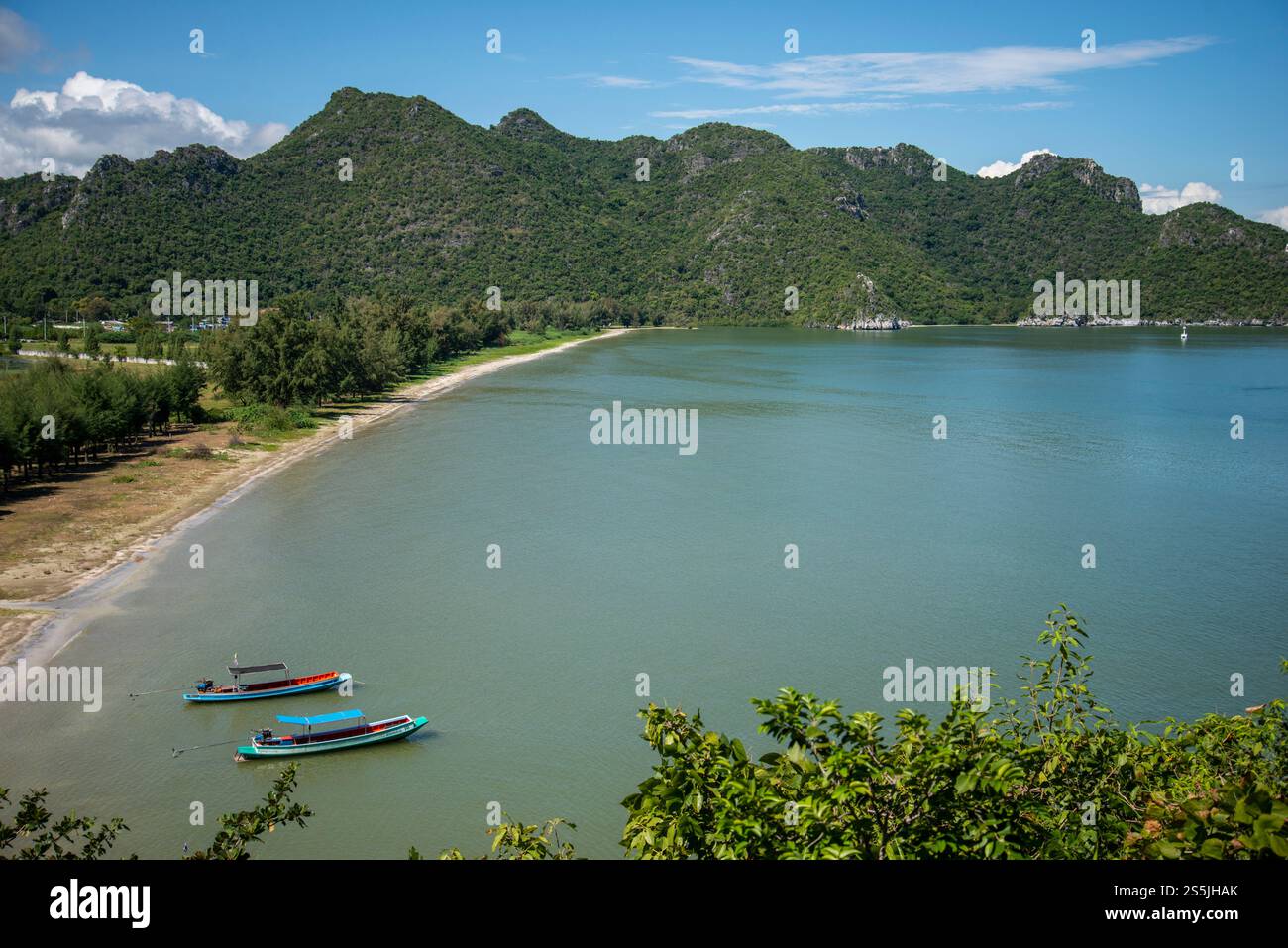 the view from the Hua Khao Tian View Point of Beach and Landscape of ...