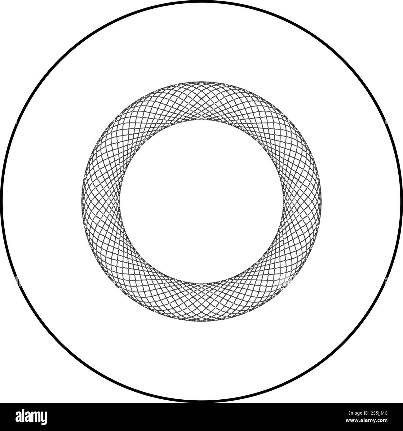 Spirograph element empty in center Abstract concentric symbol icon in circle round outline black ...