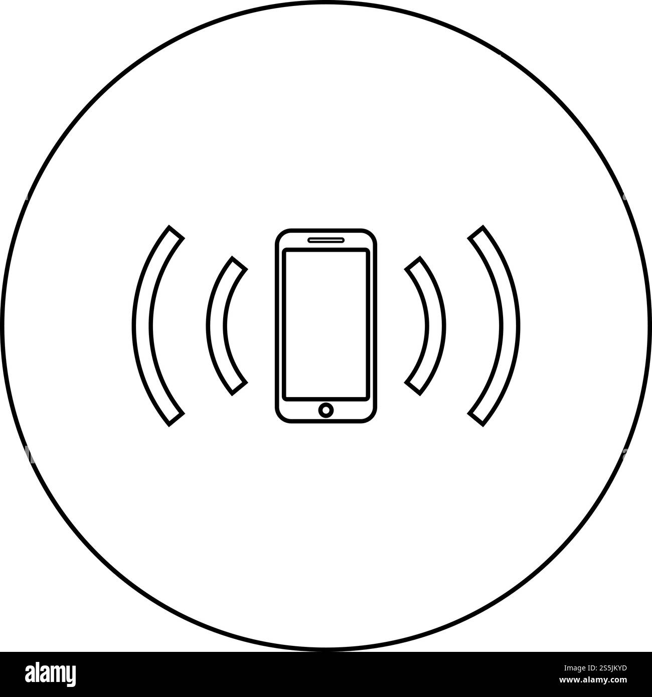 Smartphone emits radio waves Sound wave Emitting waves concept icon in ...