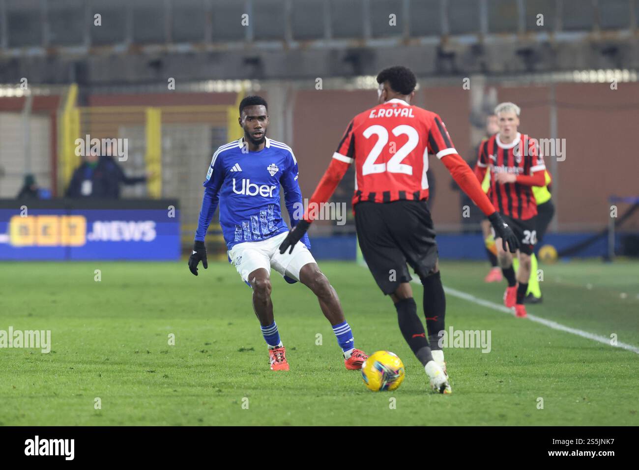 Como, Italia. 14th Jan, 2025. Como's Como 1907's Alieu Fadera in action ...
