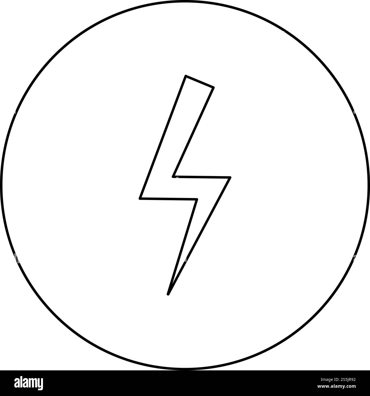 Lightning bolt Electric power Flash thunderbolt icon in circle round outline black color vector ...