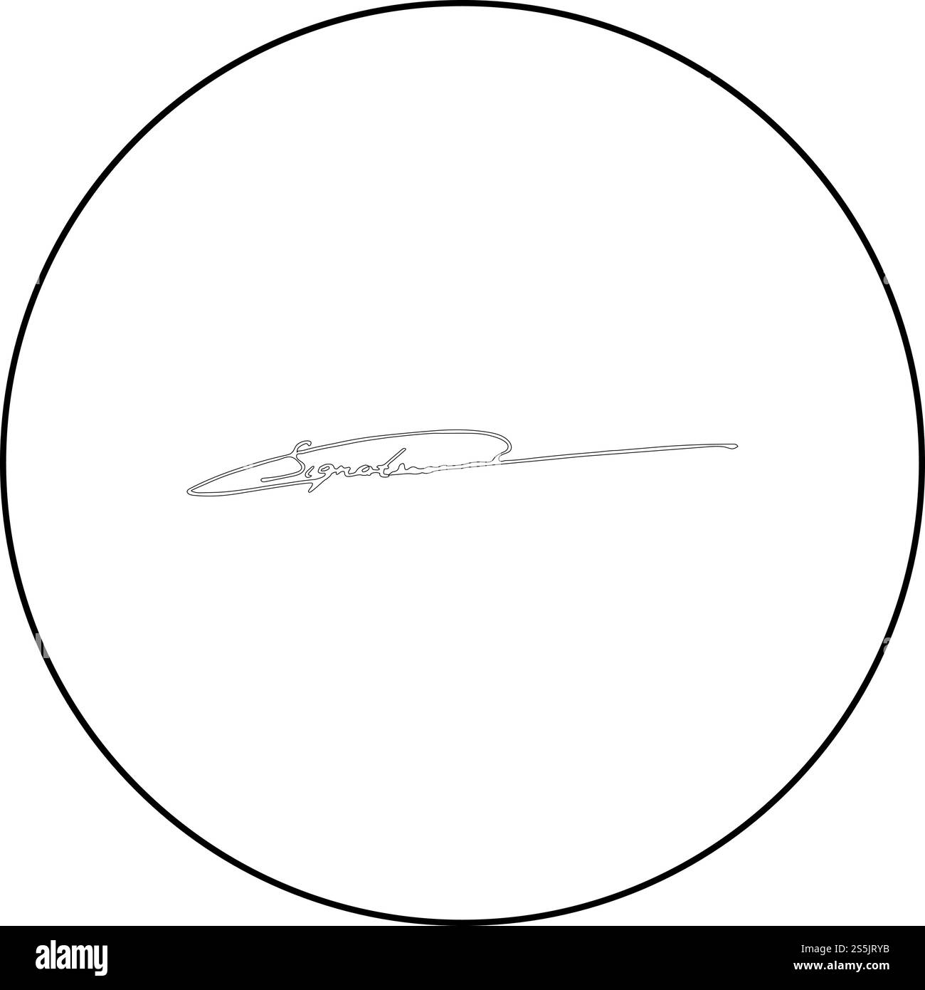 Signature handwriting icon in circle round outline black color vector ...