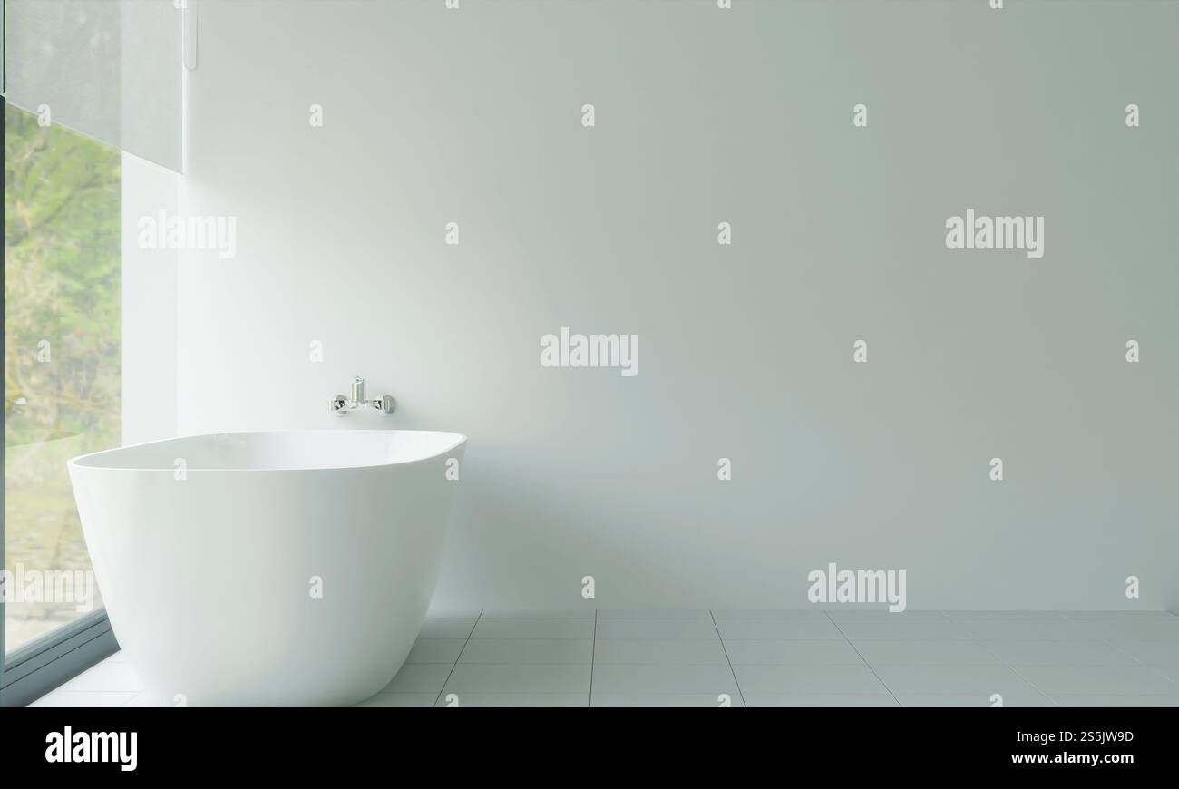 A modern interior decorate wash room isolated on light background, 3D ...