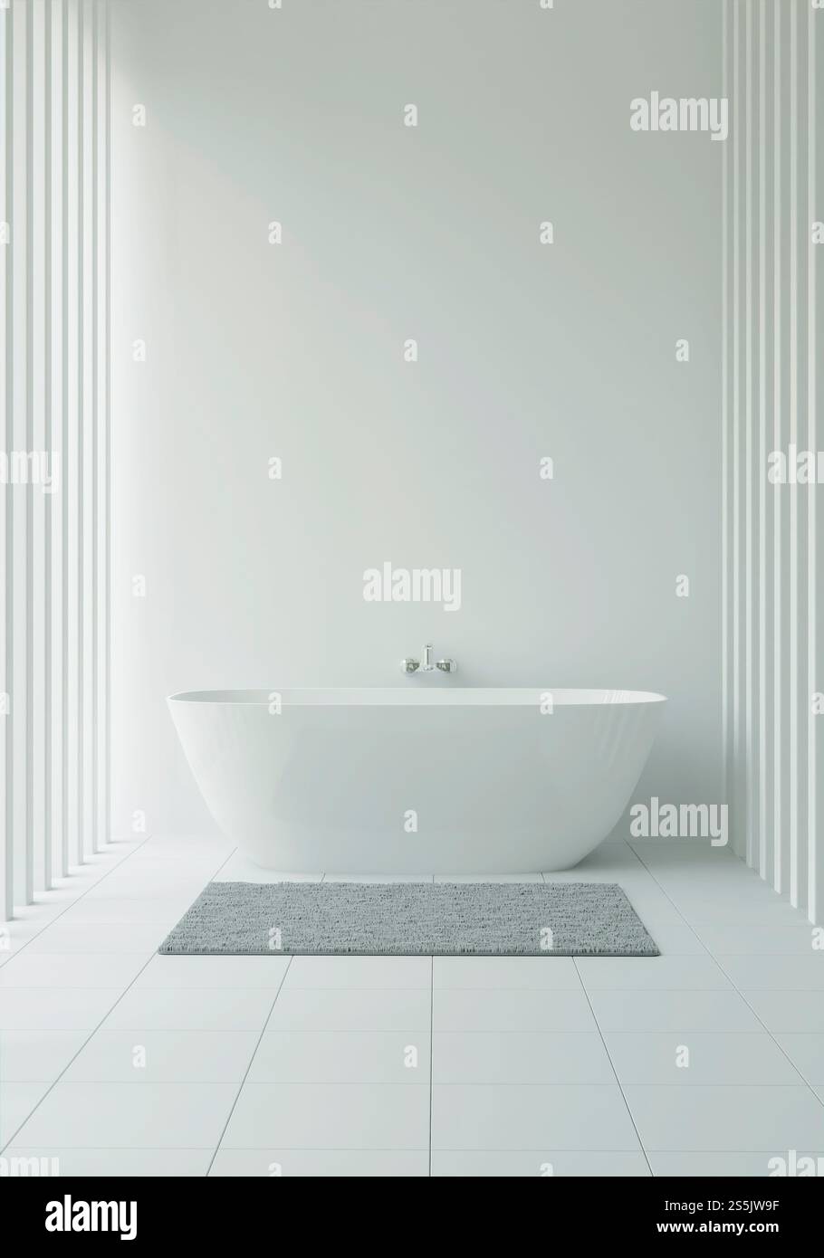 A modern interior decorate wash room isolated on light background, 3D ...