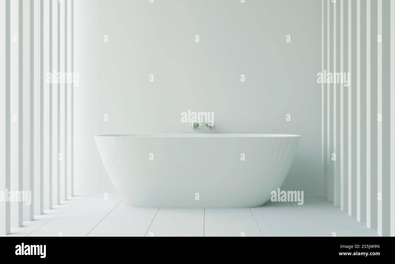 A modern interior decorate wash room isolated on light background, 3D ...